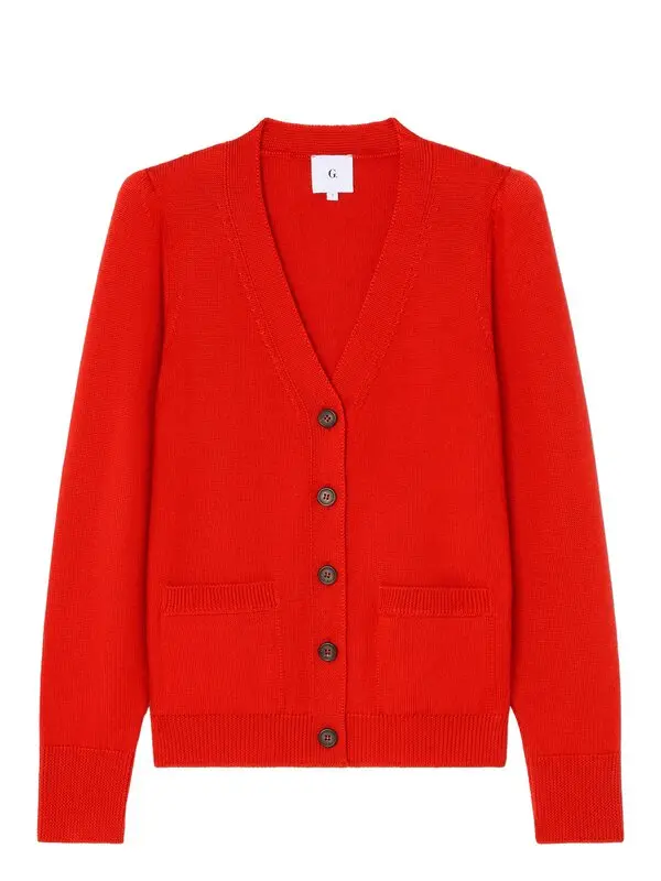 GWYN Signature Cashmere-silk Cardigan - Strawberry Red