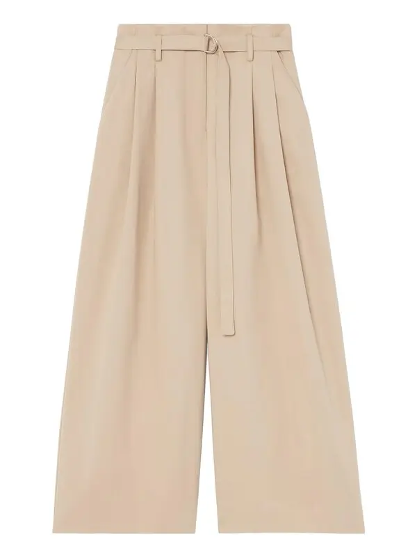 GWYN Juju High-waisted Cropped Wide-leg Trousers - Navy