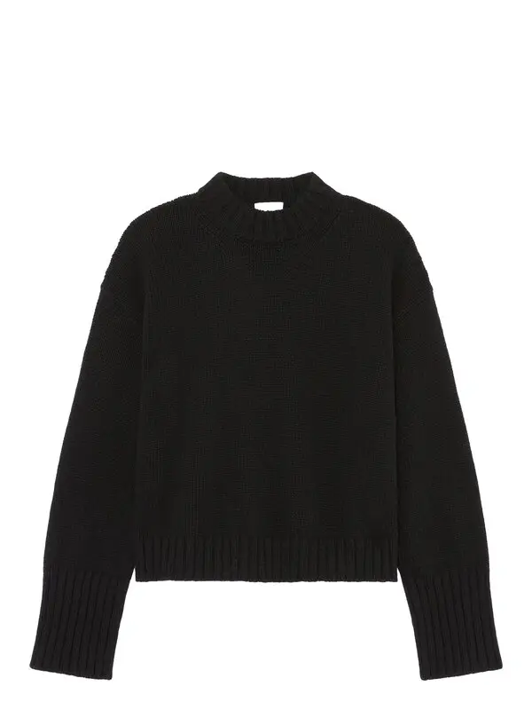 GWYN Relaxed Virgin Wool Crewneck Sweater - Black