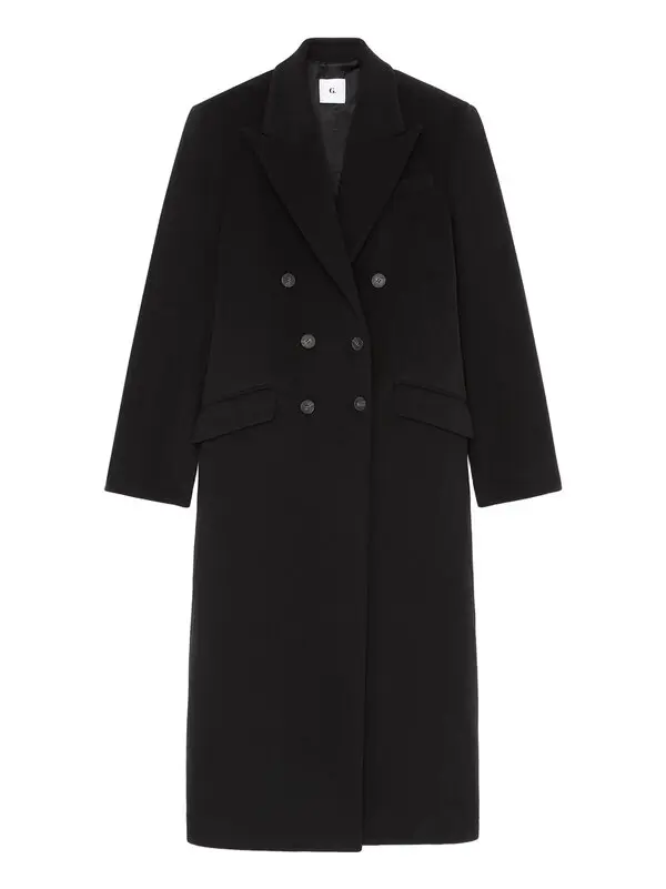GWYN Exaggerated Double-breasted Overcoat - Black