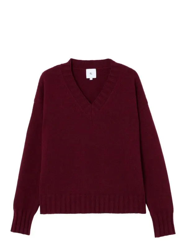 GWYN Elio V-neck Virgin Wool Sweater - Oxblood