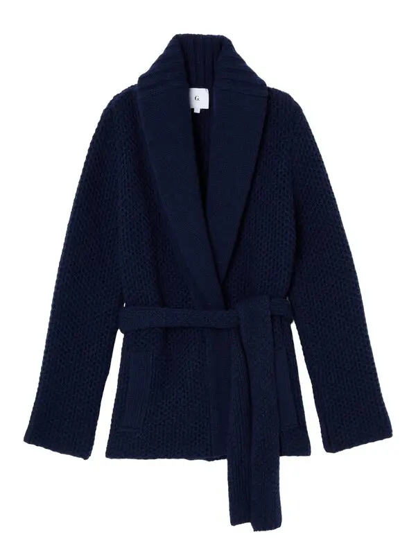 GWYN Wool-cashmere Blend Cardigan - Navy