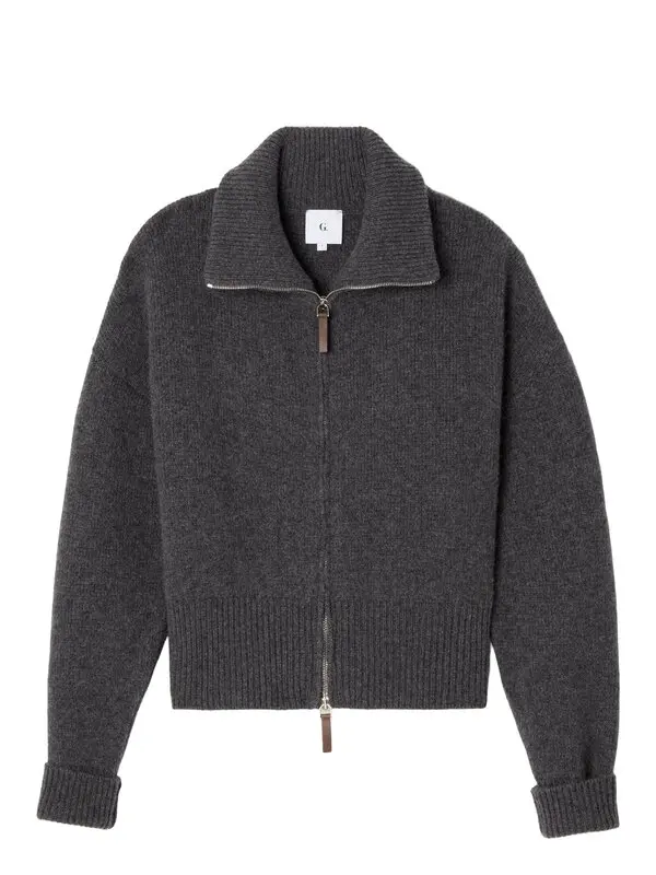 GWYN Adden Cashmere Zip-up Sweater - Charcoal
