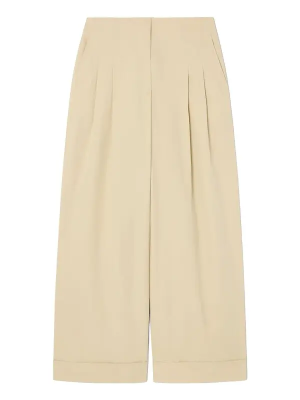 GWYN Wide Leg Twill Trousers - Oat