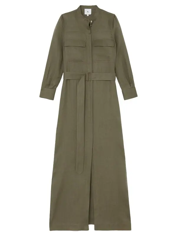 GWYN Southampton Linen Shirtdress - Army Green