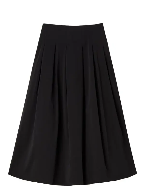 GWYN Pleated Matte Satin Ball Skirt - Black