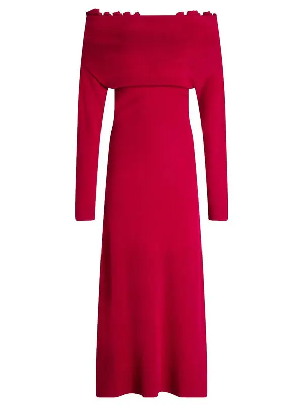 Altuzarra Lunaire Off-the-shoulder Cashmere Midi Dress - Red