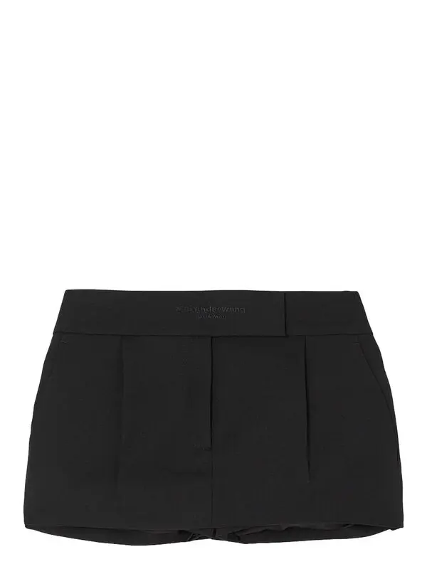 Alexander Wang Embroidered Pleated Wool-twill Shorts - Black