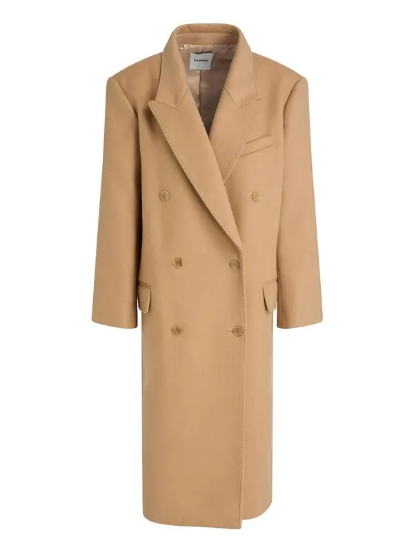 Sandro Double-breasted Wool-blend Felt Coat - Camel