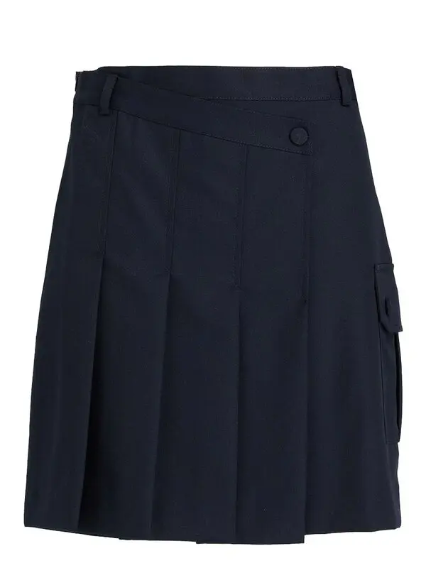 Sandro Wrap-effect Twill Mini Skirt - Navy
