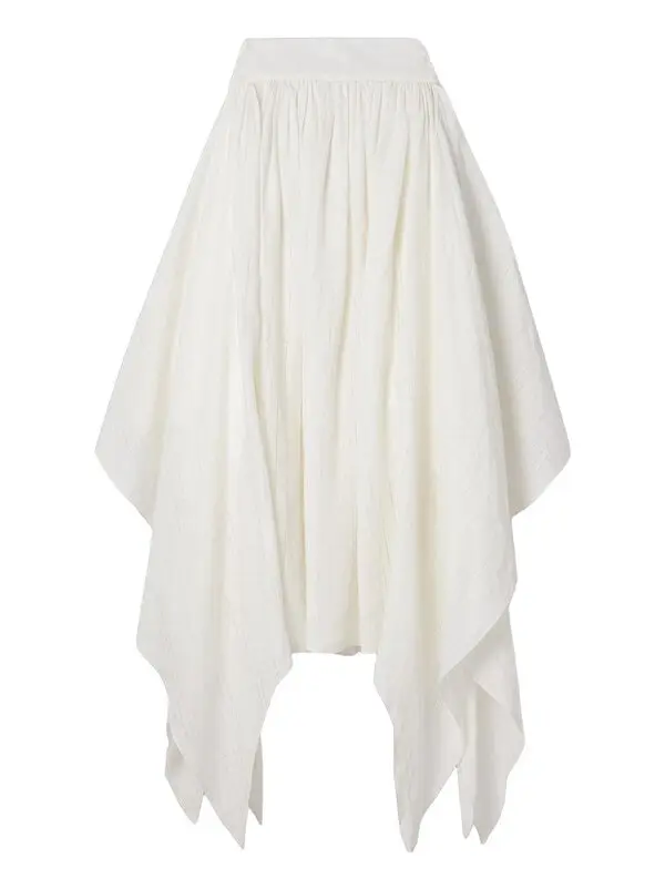 SALON 1884 Lucia Asymmetric Linen Midi Skirt - White