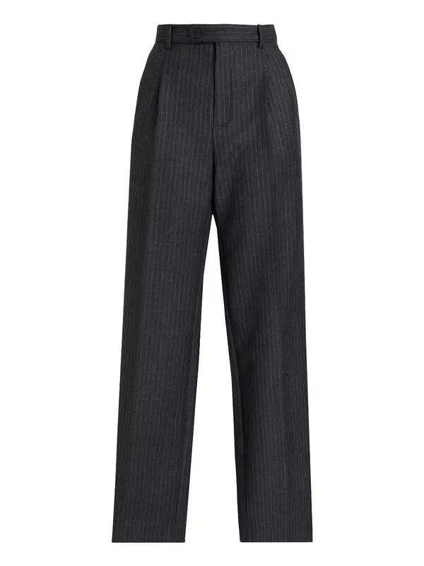 Sandro Pinstriped Wool Straight-leg Pants - Dark Gray