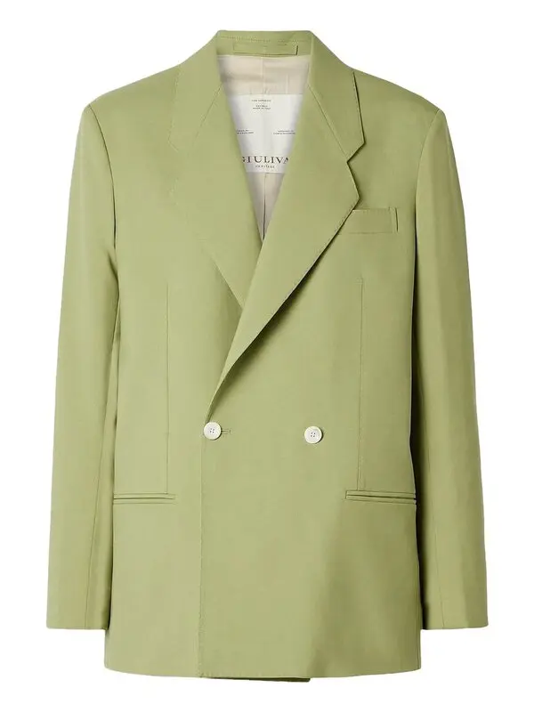 Giuliva Heritage The Anna Double-breasted Wool Blazer - Sage Green