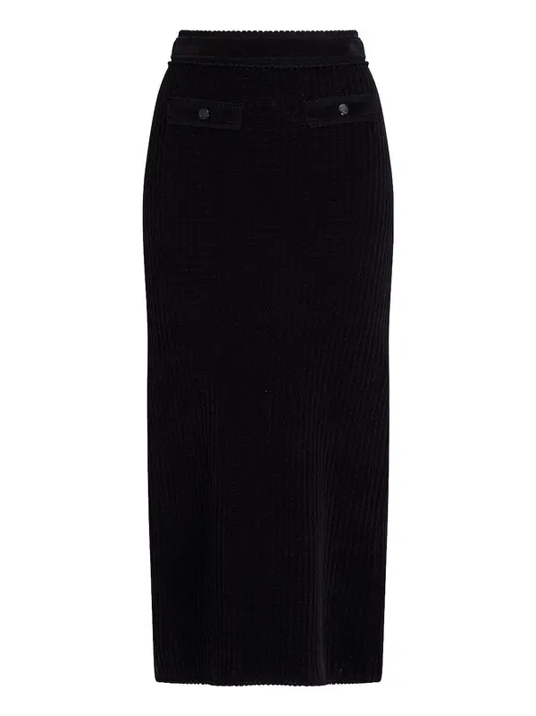 Sandro Pointelle-knit Midi Pencil Skirt - Black