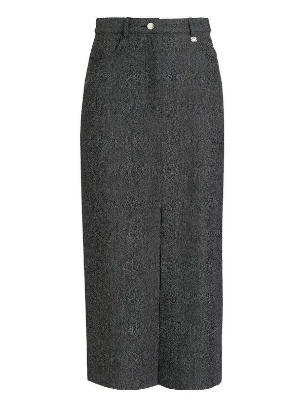 Sandro Twill Midi Skirt - Dark Gray