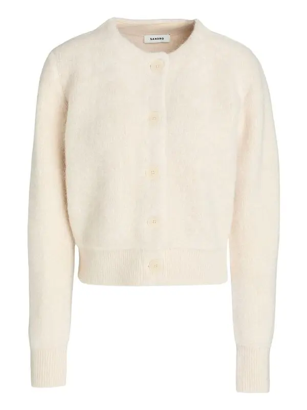 Sandro Bouclé-knit Cardigan - Ecru