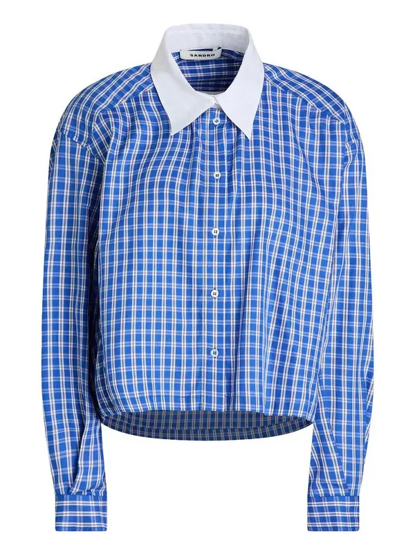 Sandro Checked Cotton-jacquard Shirt - Royal Blue