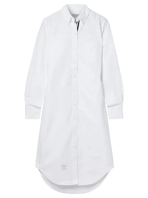 Thom Browne Appliquéd Cotton Oxford Shirt Dress - White