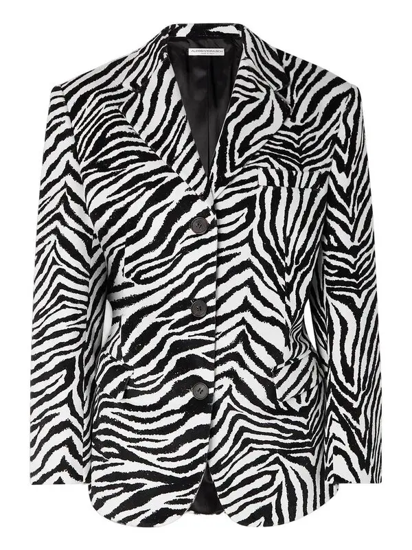 Alessandra Rich Zebra-print Cotton-velvet Blazer - Animal Print