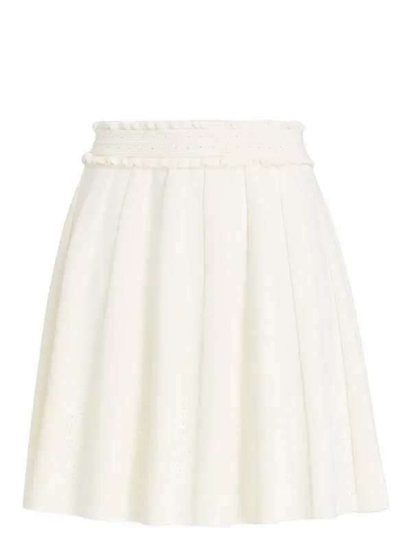 Sandro Ribbed Knit Mini Skirt With Ruffle - Ecru