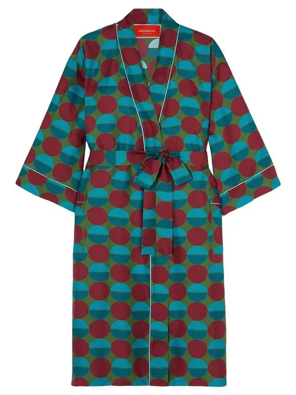 La DoubleJ Belted Printed Robe - Leaf Green