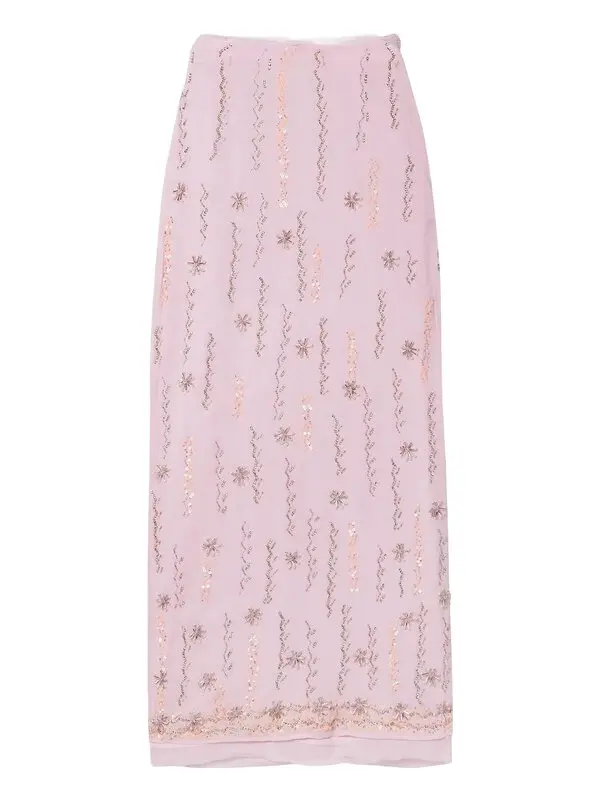 LoveShackFancy Goodall Embellished Chiffon Maxi Skirt - Lilac