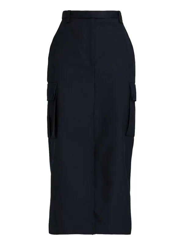 Sandro Twill Midi Skirt - Navy
