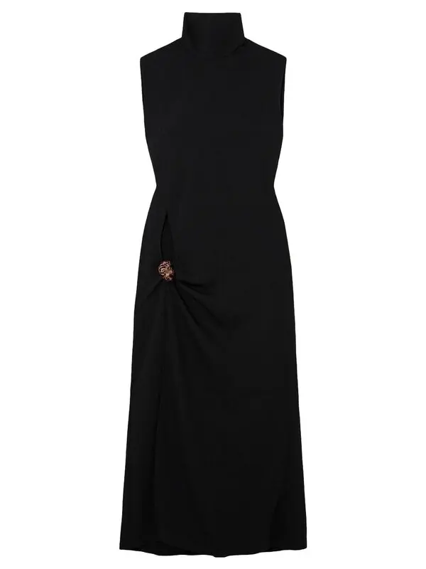 Johanna Ortiz Cutout Crepe Midi Dress - Black
