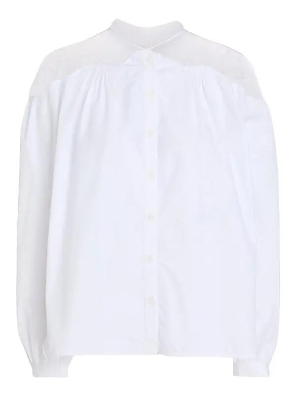 Maje Corded Lace And Cotton-poplin Shirt - White