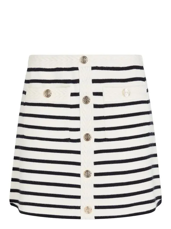 Maje Embellished Striped Knitted Mini Skirt - Ivory