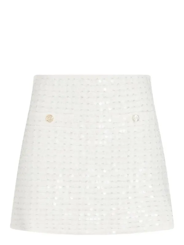 Maje Sequined Bouclé-knit Mini Skirt - Ivory