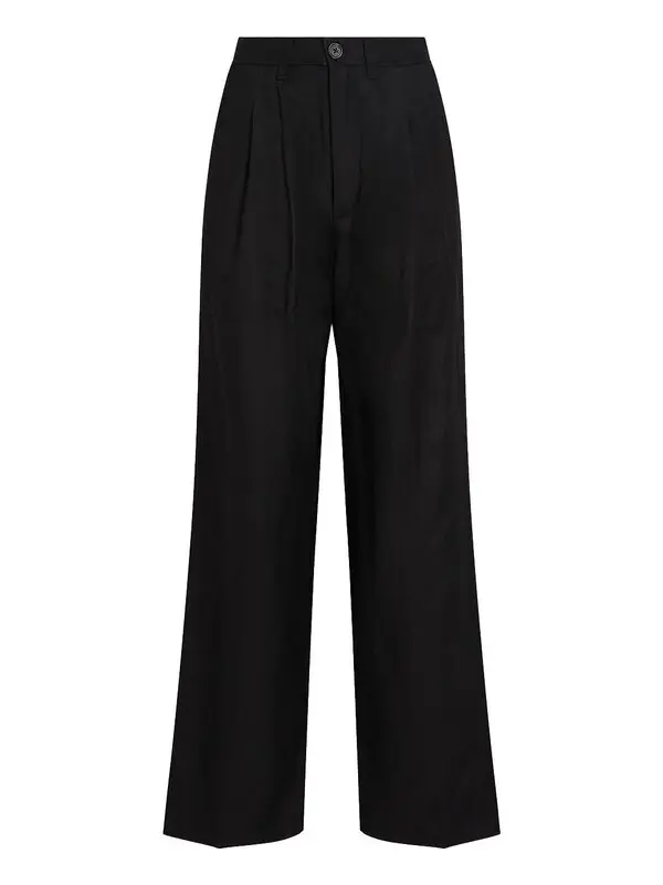 ANINE BING Carrie Pleated Straight-leg Twill Pants - Black