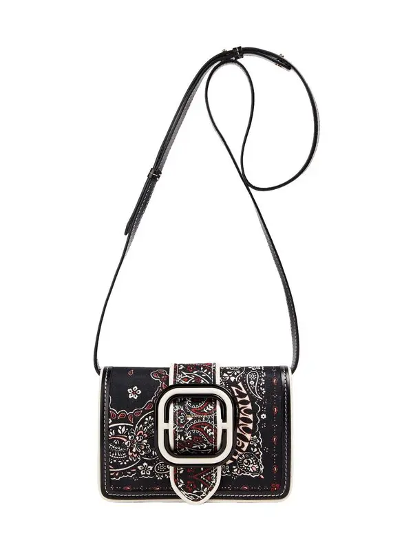 Zimmermann Leather-trimmed Paisley-print Canvas Crossbody Bag - Black