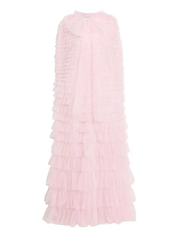 Carolina Herrera Bead-embellished Ruffled Silk-tulle Cape - Baby Pink