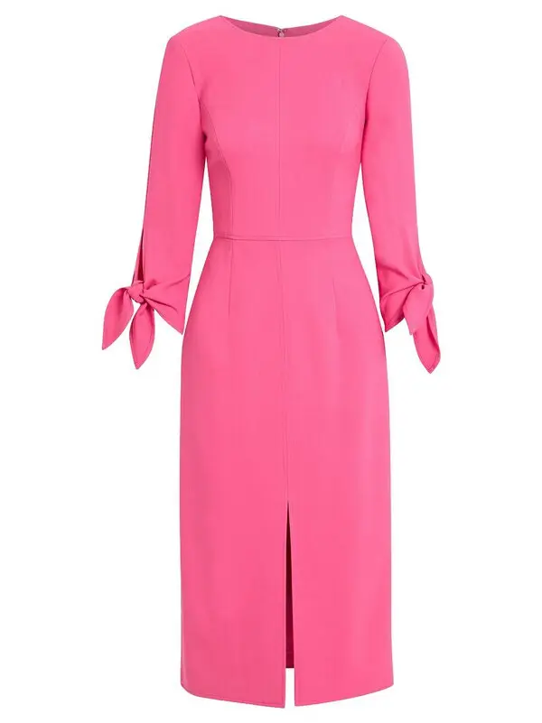 Carolina Herrera Tie-detailed Wool-blend Midi Dress - Pink