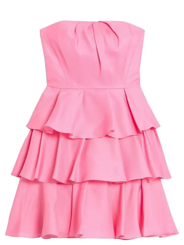 Carolina Herrera Strapless Tiered Silk Crepe De Chine Mini Dress - Bubblegum