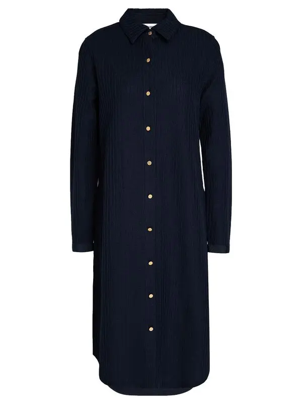 Thom Browne Ribbed Cotton-jersey Shirt Dress - Navy