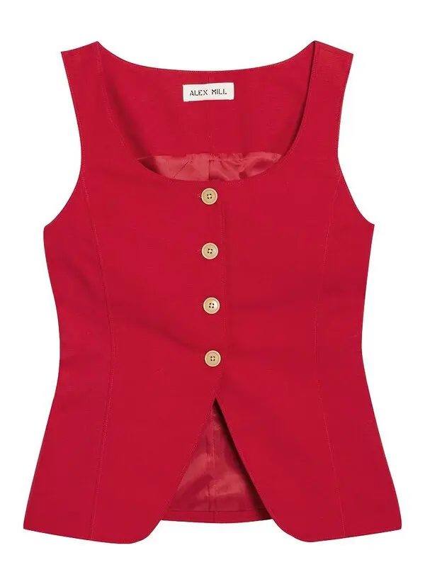 ALEX MILL Linen And Cotton-blend Vest - Crimson