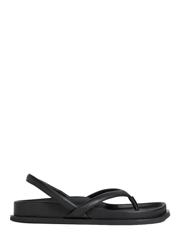 ST. AGNI Leather Slingback Sandals - Black