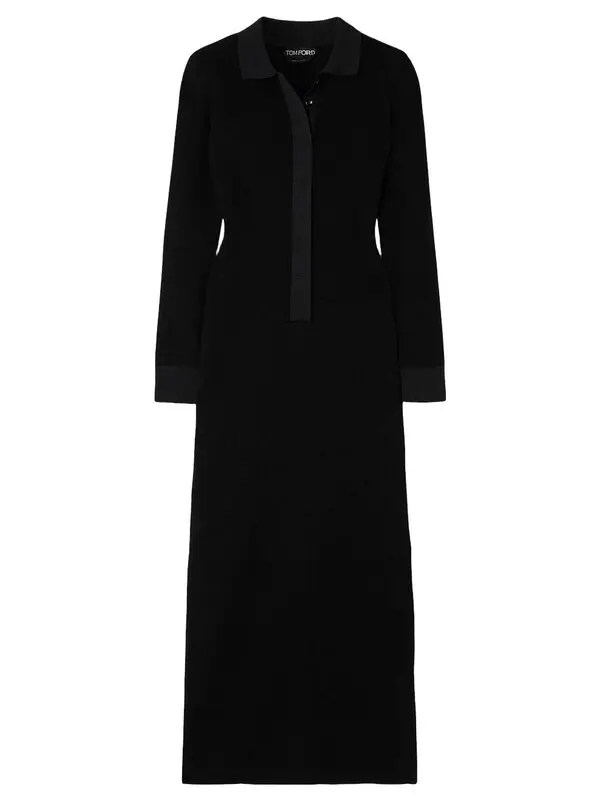 TOM FORD Wool-blend Midi Dress - Black