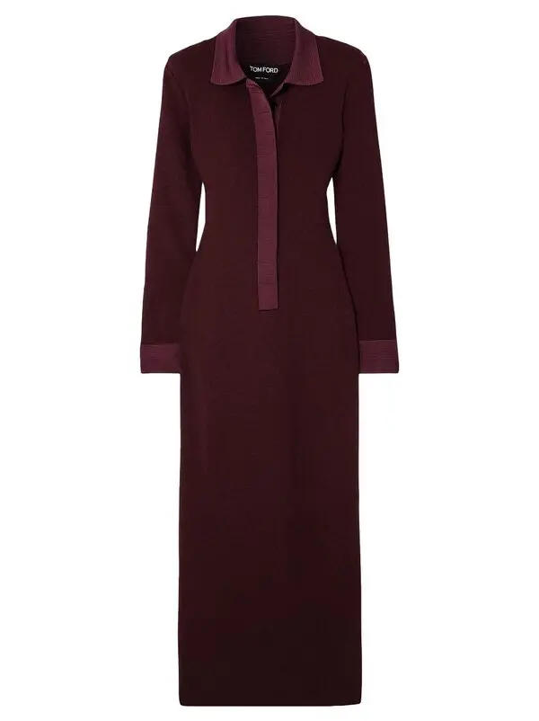 TOM FORD Wool-blend Midi Dress - Burgundy