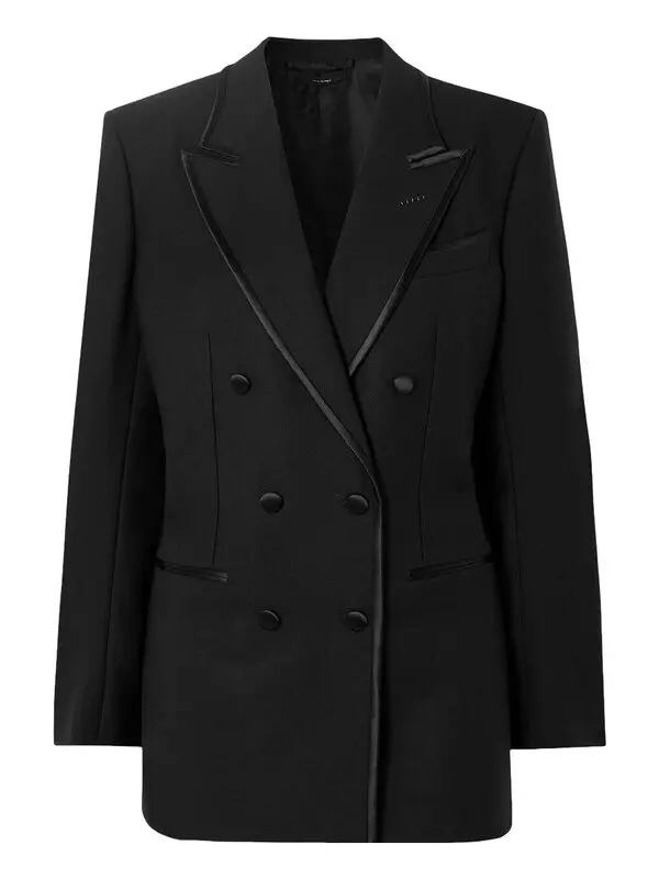 TOM FORD Double-breasted Wool-blend Blazer - Black