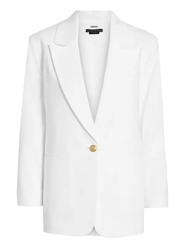 Alice + Olivia Linen-blend Blazer - White