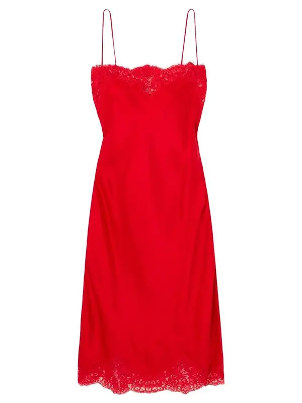 Stella McCartney Lace-trimmed Satin Midi Slip Dress - Red