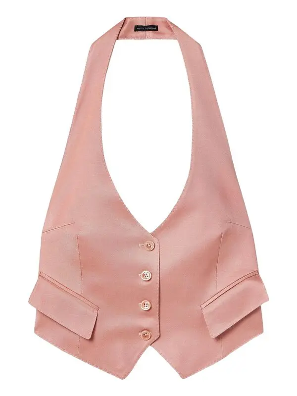 TOM FORD Open-back Silk And Wool-blend Twill Vest - Blush