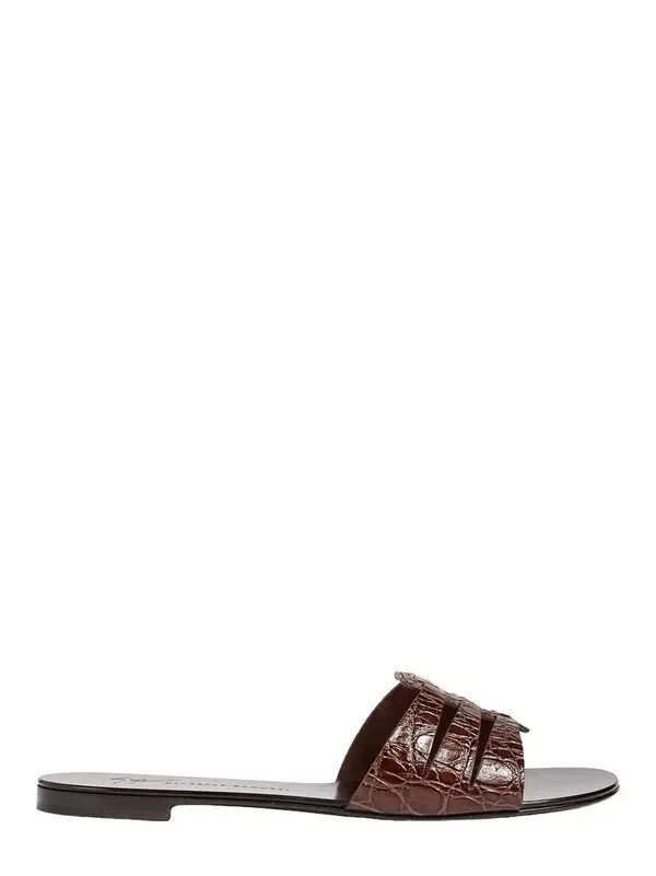 GIUSEPPE ZANOTTI Adheline Leather Slides - Chocolate