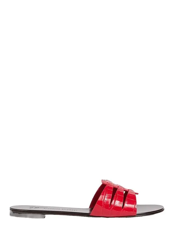 GIUSEPPE ZANOTTI Adheline Leather Slides - Red