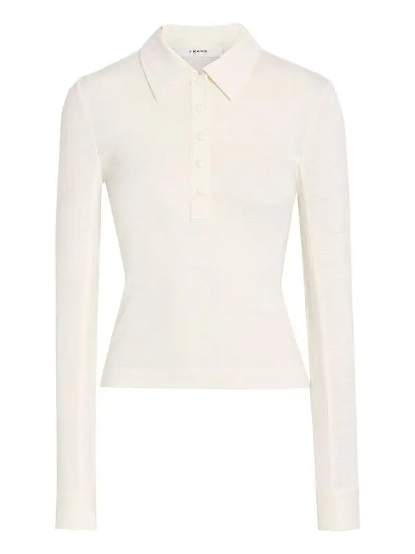 FRAME Linen-blend Jersey Polo Shirt - Ivory