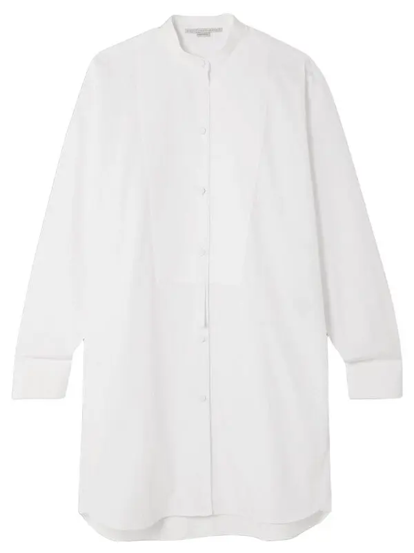Stella McCartney Piqué-trimmed Cotton-poplin Mini Shirt Dress - White