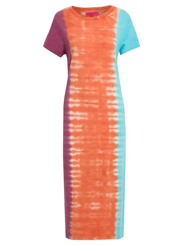 THE ELDER STATESMAN Tie-dyed Cotton And Linen-blend Jersey Midi Dress - Orange